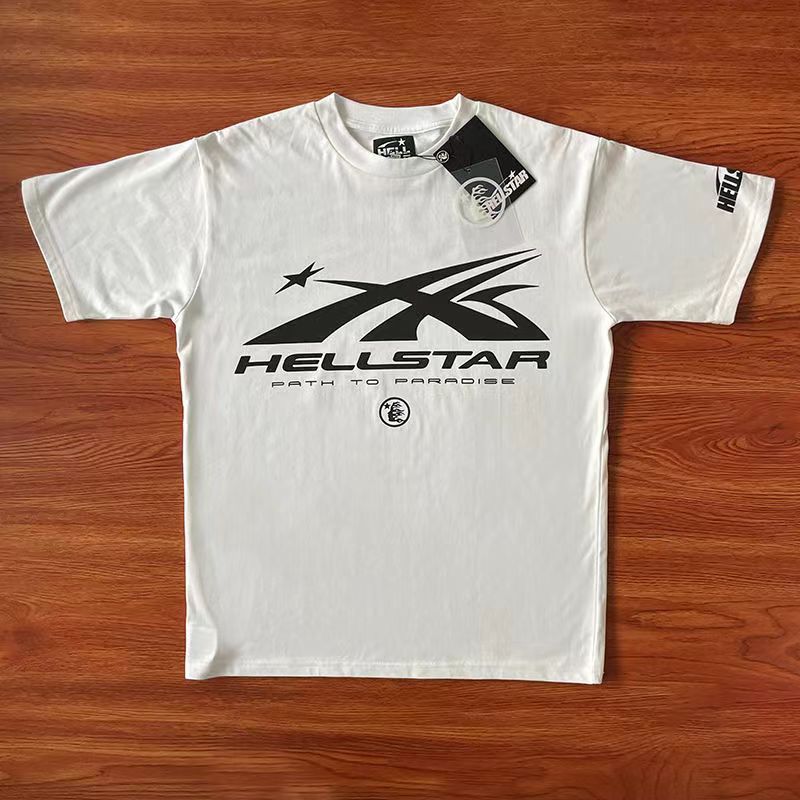 Hellstar Abstract Evil Devil Face Letter Print Washed Version T-Shirt