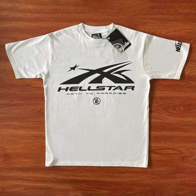 Hellstar Abstract Evil Devil Face Letter Print Washed Version T-Shirt