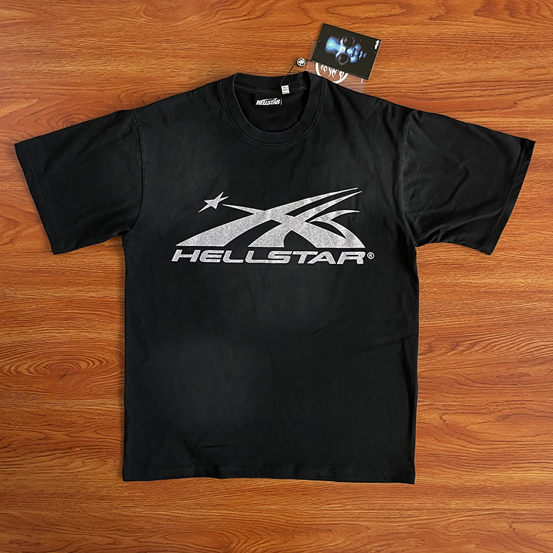 Hellstar Abstract Evil Devil Face Letter Print Washed Version T-Shirt