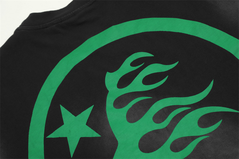 Hellstar Abstract Evil Devil Face Letter Print Washed Version T-Shirt