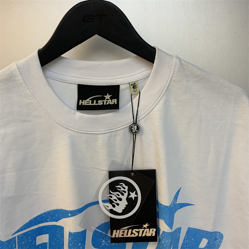 Hellstar Abstract Evil Devil Face Letter Print Washed Version T-Shirt