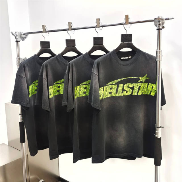 1:1 quality version Hellstar 1996 Pixel Letter Logo Long Sleeve T-Shirt ...