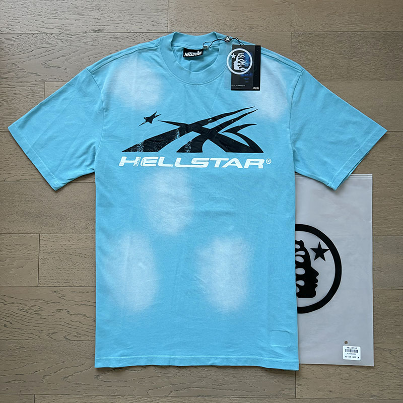 Hellstar Abstract Evil Devil Face Letter Print Washed Version T-Shirt
