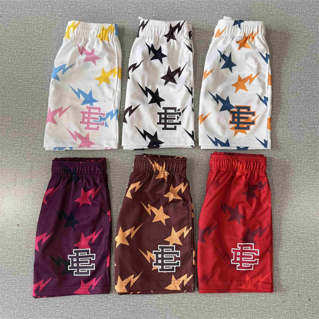 1:1 Quality Eric Emanuel Four colorful logo print beach mesh shorts