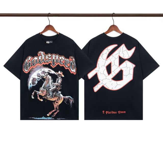 Godspeed Skull Playing Baseball Printed Washed Version Tee T-Shirt