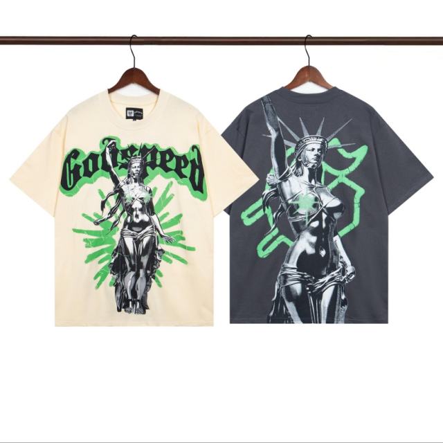 Godspeed Skull Playing Baseball Printed Washed Version Tee T-Shirt