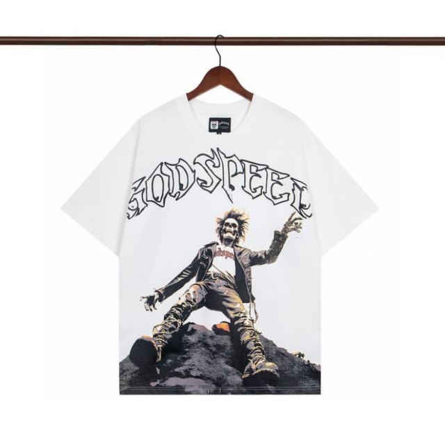 Godspeed Skull Playing Baseball Printed Washed Version Tee T-Shirt