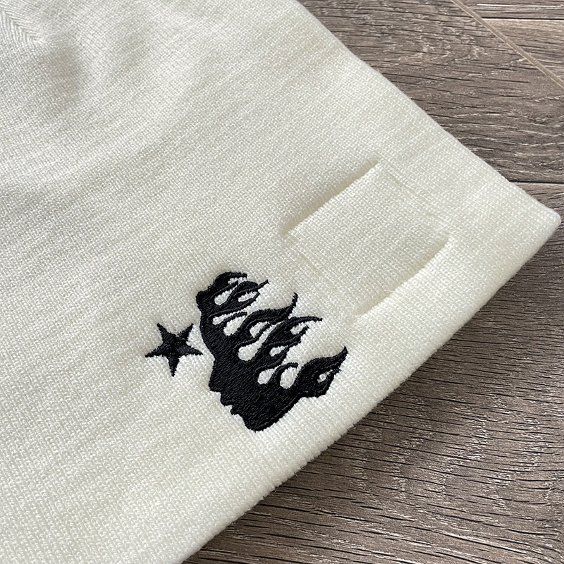 Hellstar Studios logo Sports Flame Beanie Black Gray