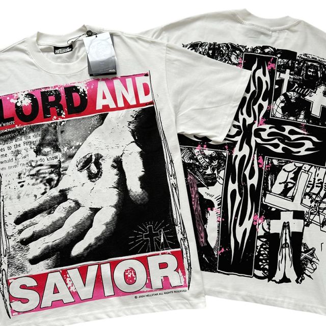 Hellstar Savior Letter Cross Print Tee