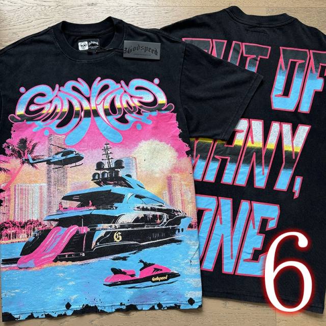 Godspeed Skull Playing Baseball Printed Washed Version Tee T-Shirt