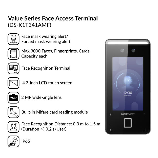 Hik- vision Pro Series Video and Fingerprint Terminal DS-K1T341AMF