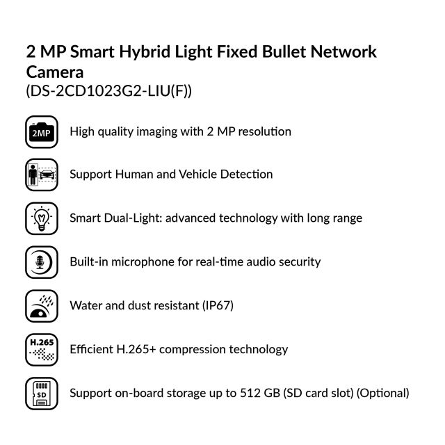 2 MP Fixed Bullet Network Camera | DS-2CD1023G2-LIU(F)