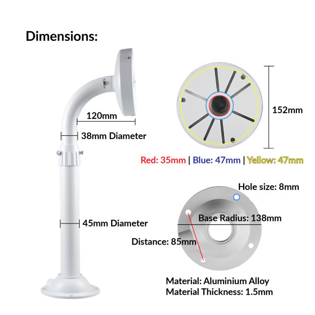 TEMP113996 L Shape Wall Mount Telescopic Bracket