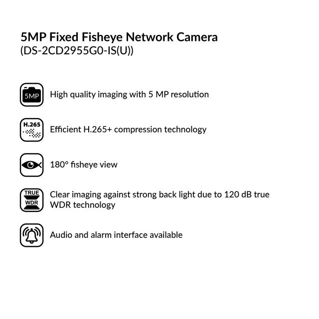 5MP Fixed Fisheye Network Camera | DS-2CD2955G0-IS(U)