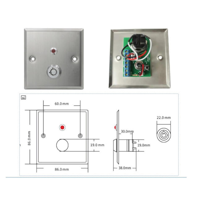 Key Switch with Stainless Steel +LED | VIS-K8SL