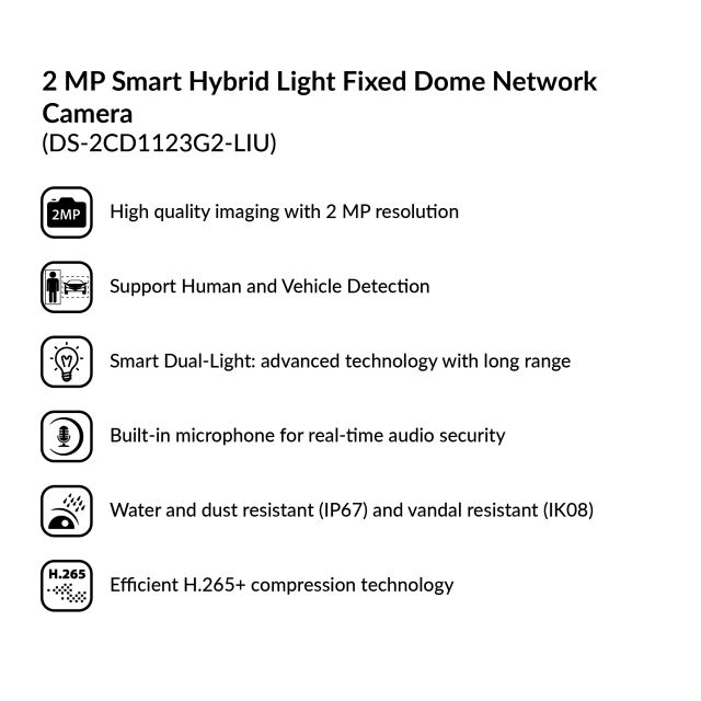 2 MP Fixed Dome Network Camera | DS-2CD1123G2-LIU(F)