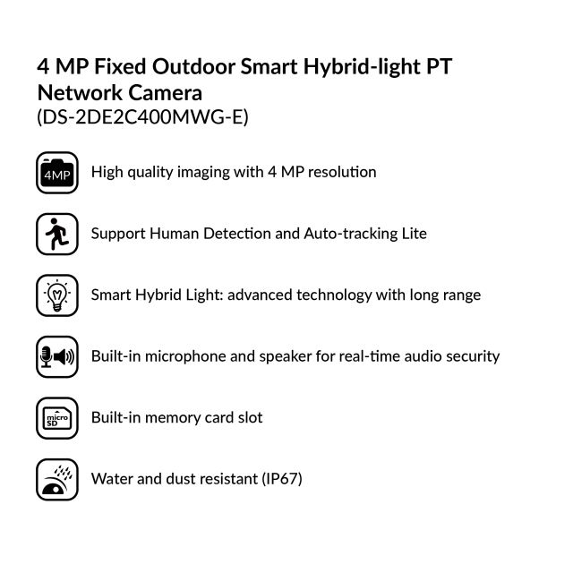 4 MP Fixed Outdoor Smart Hybrid-light PT Network Camera | DS-2DE2C400MWG-E