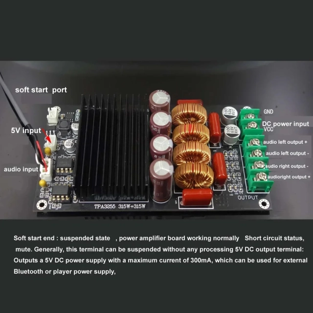 AMP-100 TPA3255 2x300W 600W Class D High Power HiFi Amplifier Board Amp ...