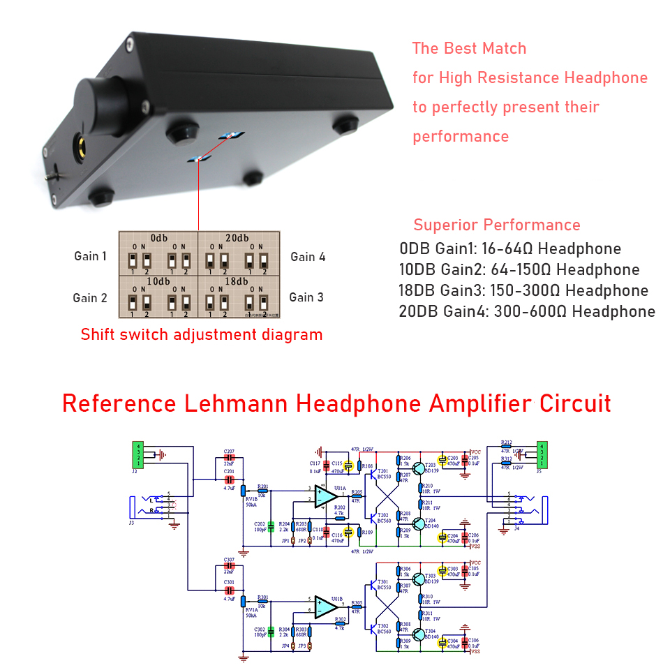 Finished HiFi HD650 Stereo Headphone Amplifier Reference Lehmann Circuit