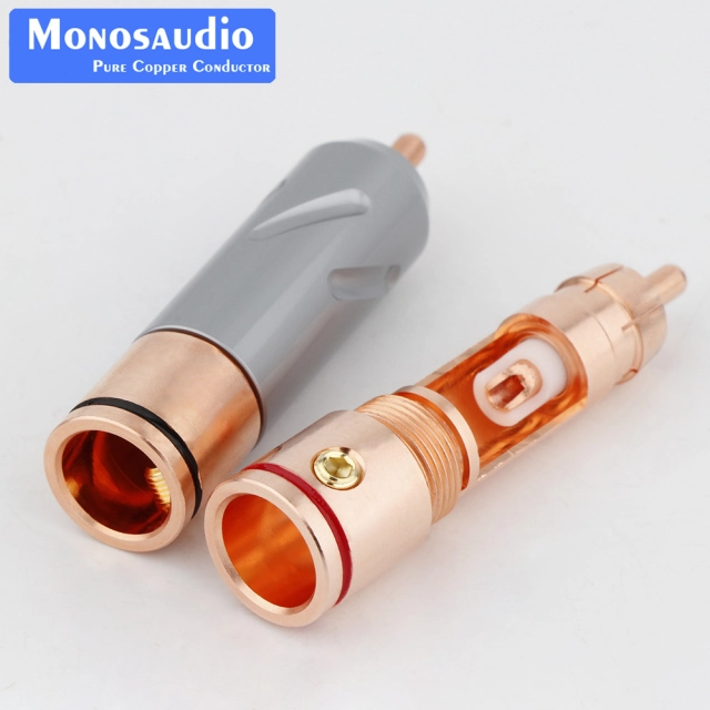 Monosaudio Pure Copper RCA Plug Audio Rhodium-plated Solderless AV ...