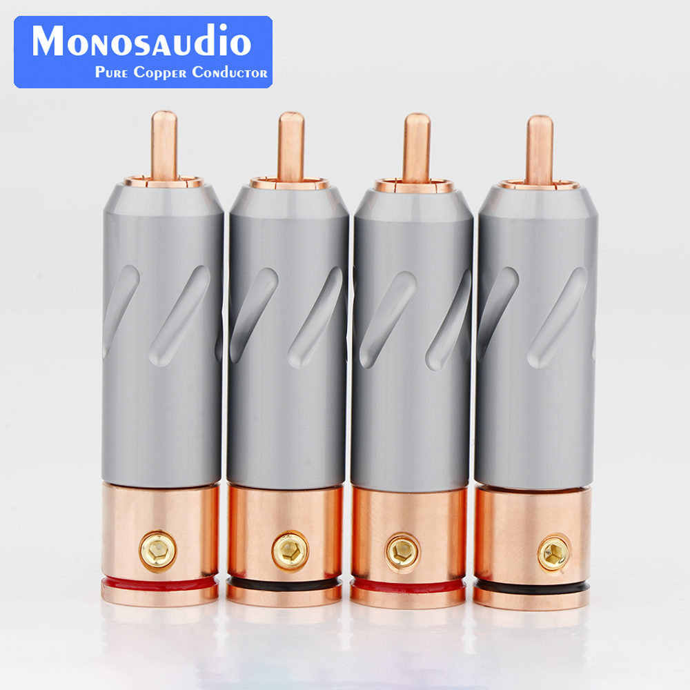 Monosaudio Pure Copper RCA Plug Audio Rhodium-plated Solderless AV ...