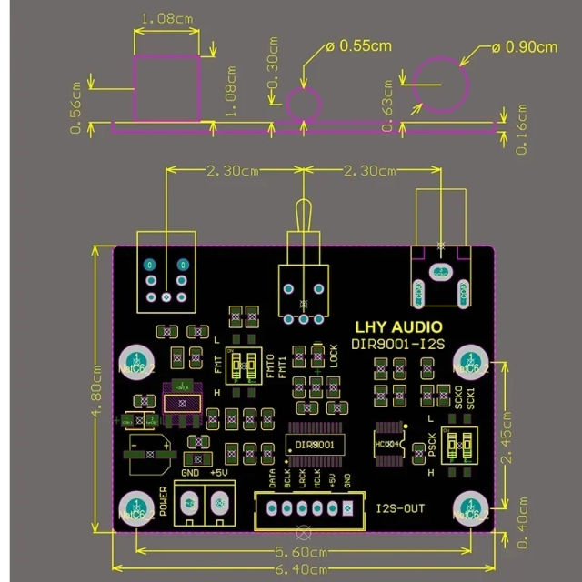 DIR9001 Module Coaxial Optical Fiber Receiving SPDIF To I2S Output 24bit 96khz For HiFi AmpDAC