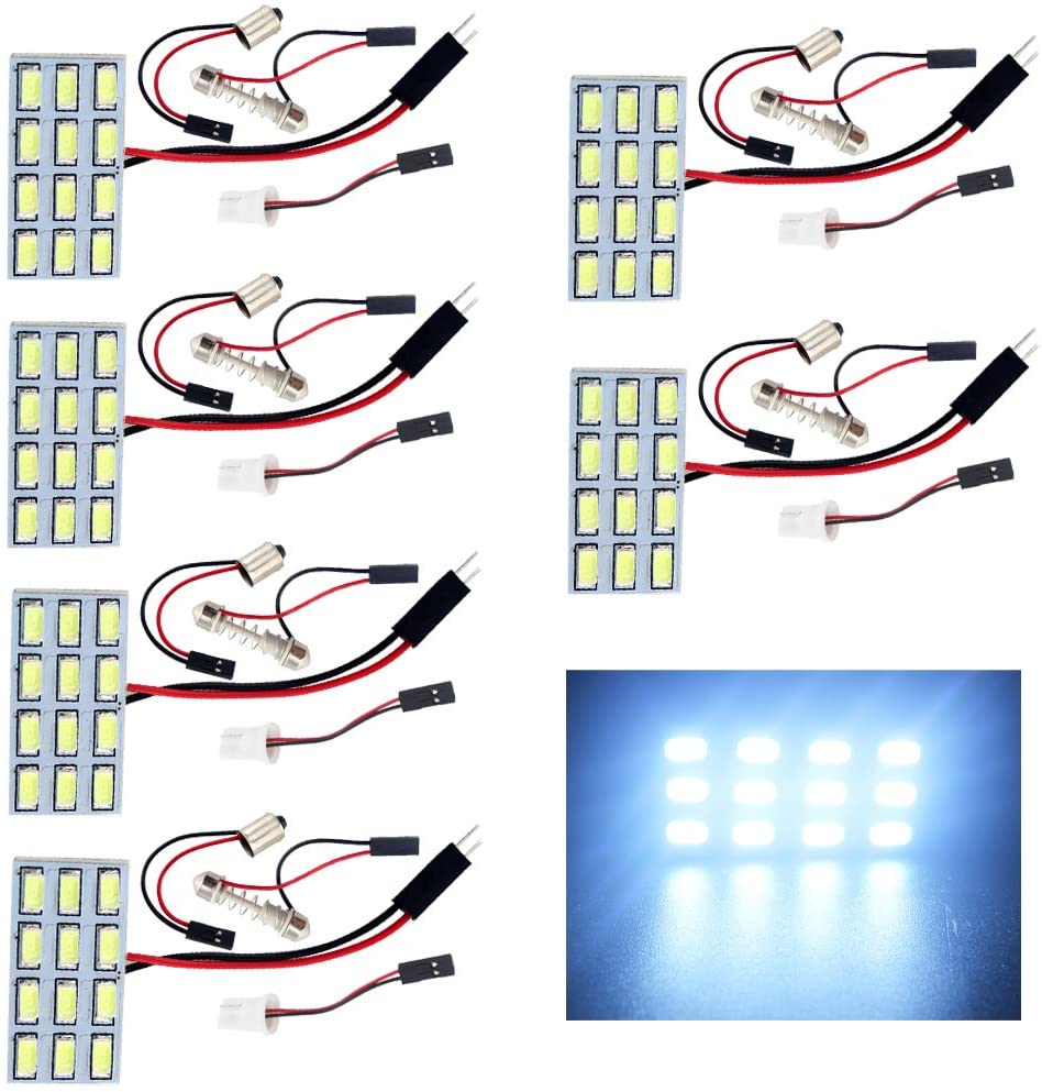 6-Pack Cool White 5730 12SMD Led Panel Dome Light Bulb Car Reading Map ...