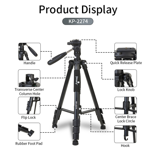 Jmary KP-2274|Camera Tripods 4 Section Aluminium Professional Detachable Monopod Tripod with 360 ...