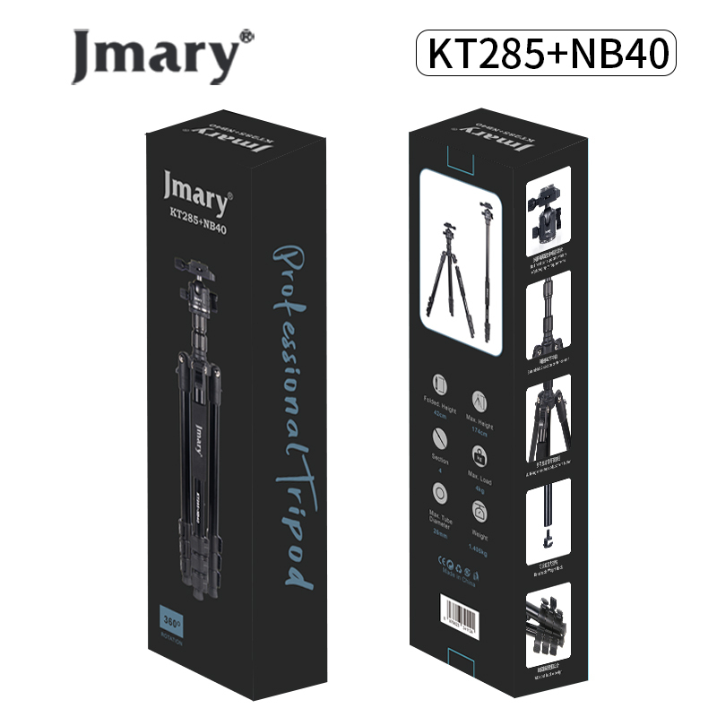 Jmary KT285NB40 ,Camera Tripod, Foldable Aluminum Tripod & Monopod, 360°Ball Head Detachable ...