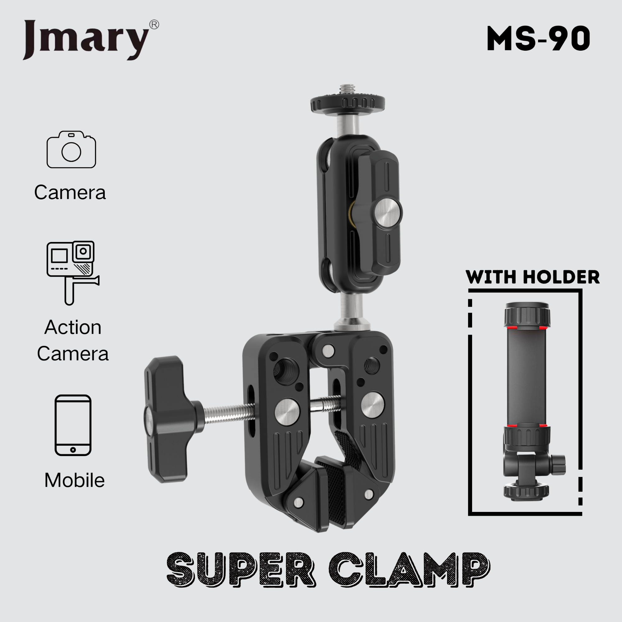 Multi-Functional Super Camera Clamp Mount Monitor 360° Ballhead Magic Arm Double Ball Head ...