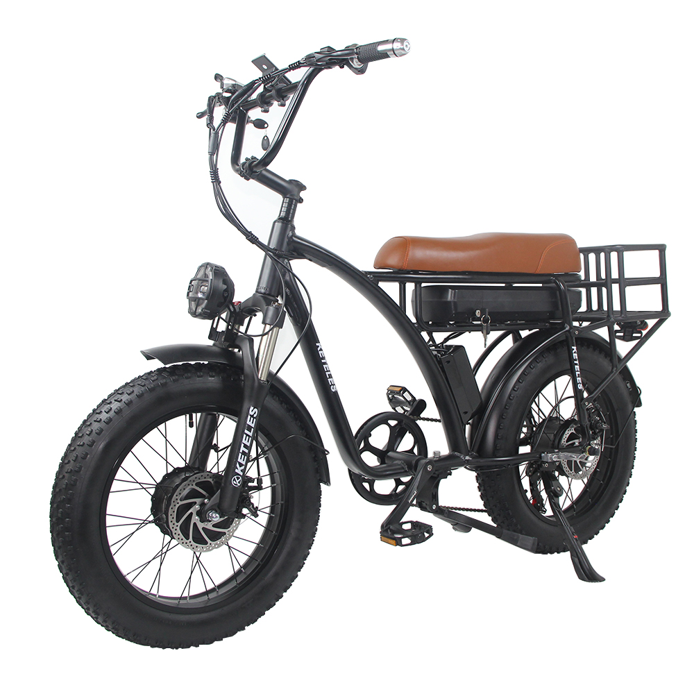 Dual Motoer eBike with Rear Rack Basket Electric Bikes Bicycle for ...