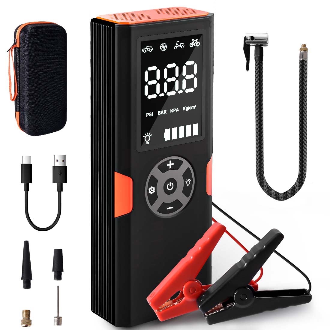 MD01 Portable Air Compressors 2 in 1 Jump Starter & Tire Inflator with ...