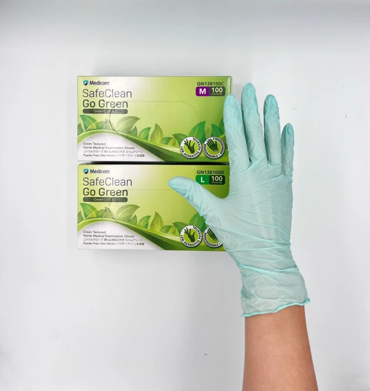 Medium Green Biodegradable Nitrile Examination Gloves
