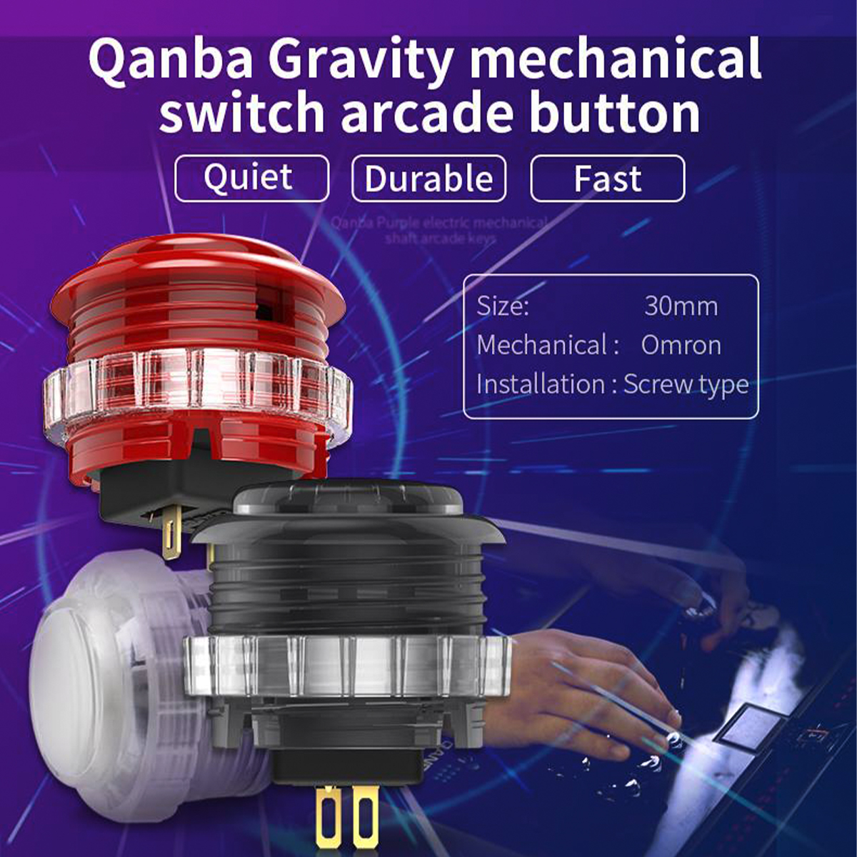 QANBA Gravity LX 30mm Clear Arcade buttons