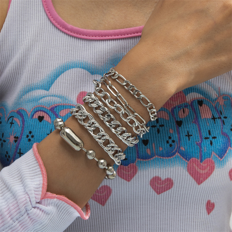 Fashion Multi-layer Metal Chain Hollow Bead Bracelet Set Distributor