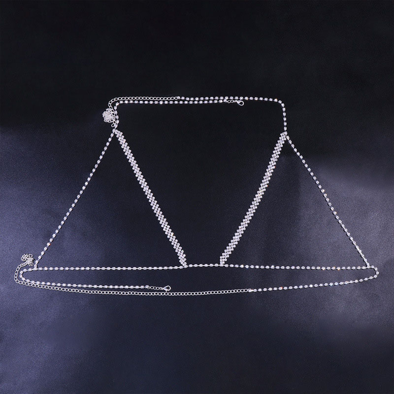 Simple Diamond-shaped Rhinestone Chest Chain Summer Beach Bikini Body ...