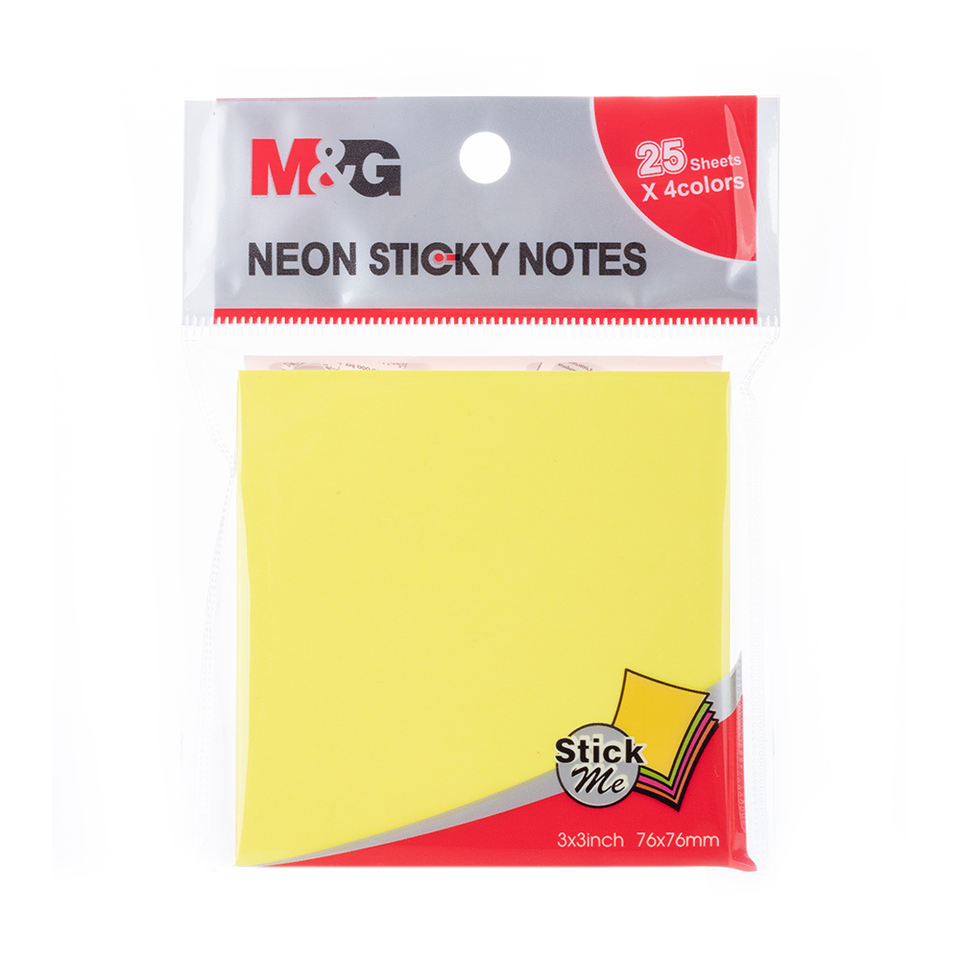 SingMart-stationery，Neon Color Sticky Notes 4 Colors 25Sheet Per Colors