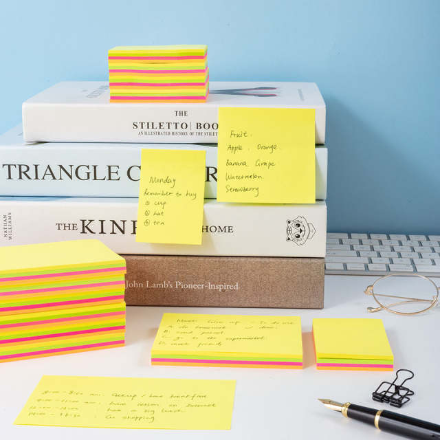 SingMart-stationery，Neon Color Sticky Notes 4 Colors 25Sheet Per Colors