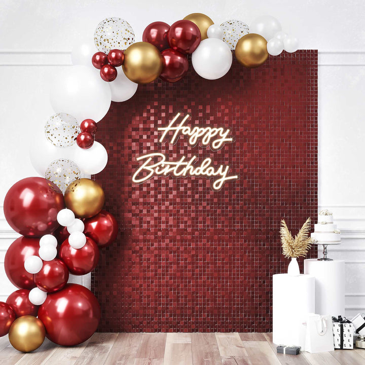 Matte Wine Red Shimmer Wall Panels (Pack of 24) for Birthday ...