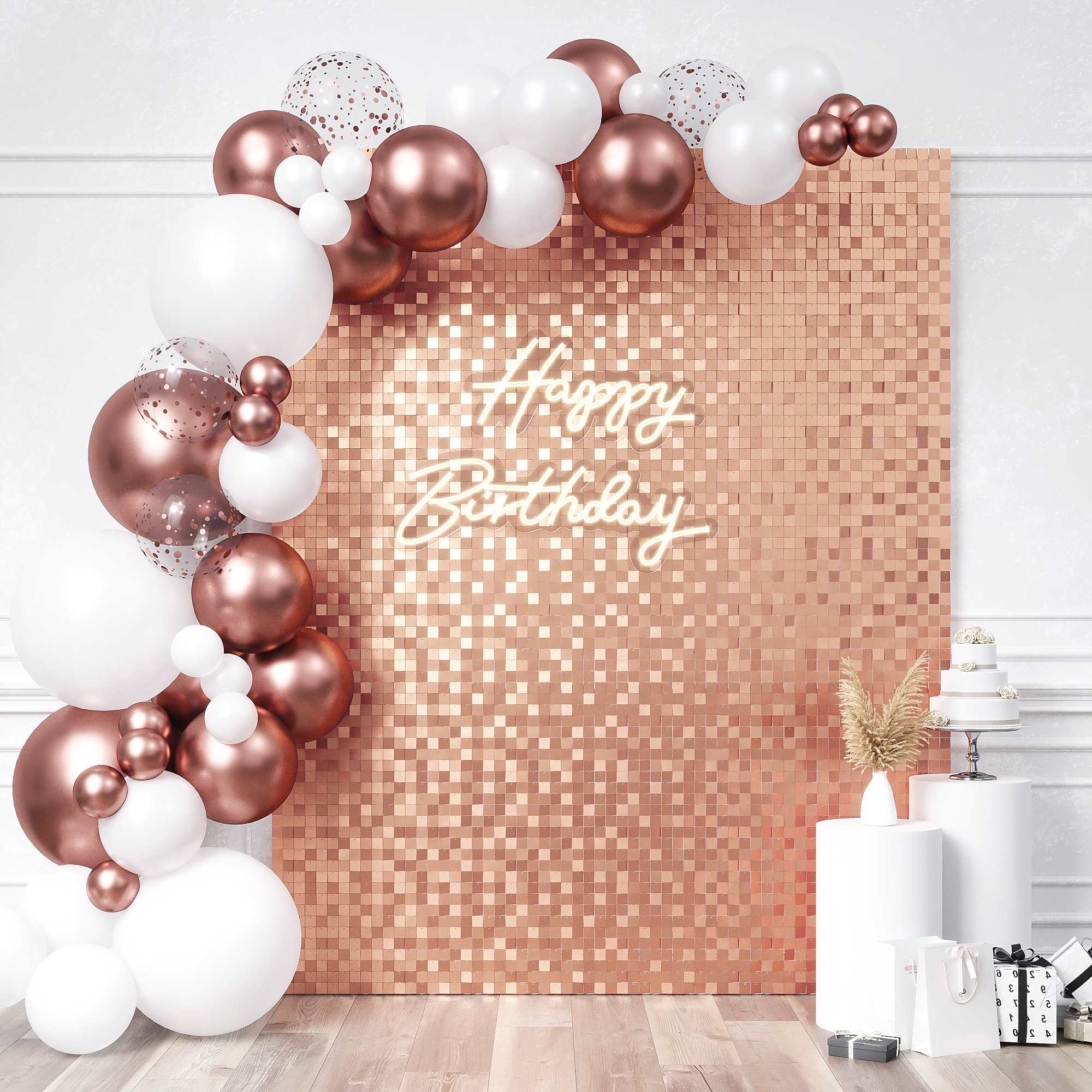 Matte Rose Gold Shimmer Wall Panels (Pack of 24)for Birthday ...