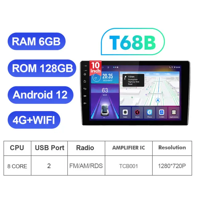 T68B 9inch 10inch 13.1inch RDS Universal Car Multimedia Player Android ...