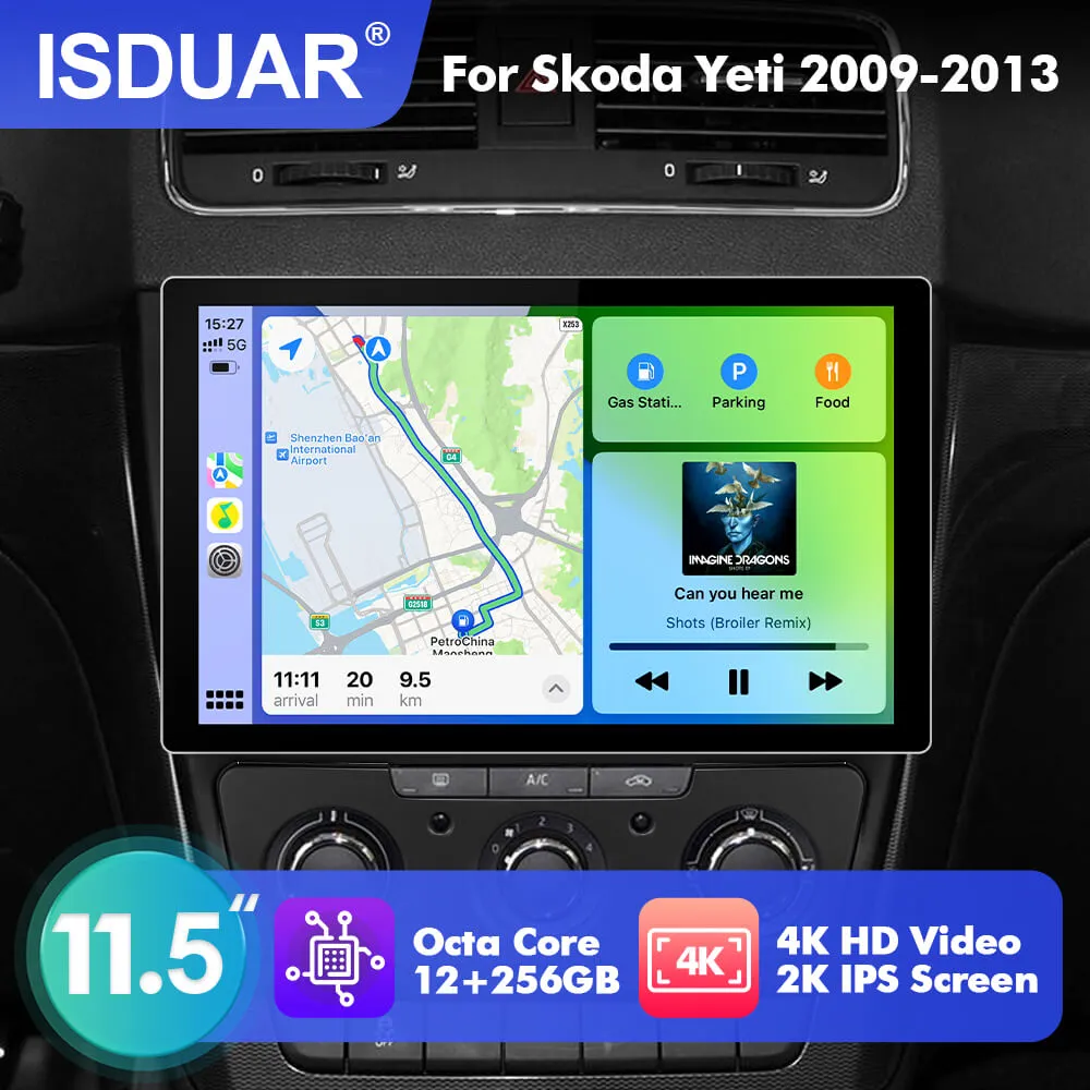 ISUDAR 11.5” Android 13 For Skoda Yeti 2009-2013 Android Auto Car Radio ...