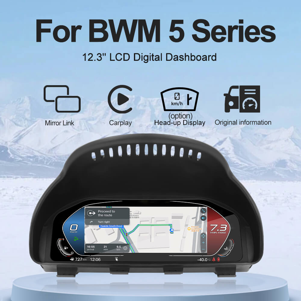 For BMW 5 Series F10/F11/F07/F18/F01/F02/F03 Digital Carplay HUD dashboard Instrumental Cluster ...