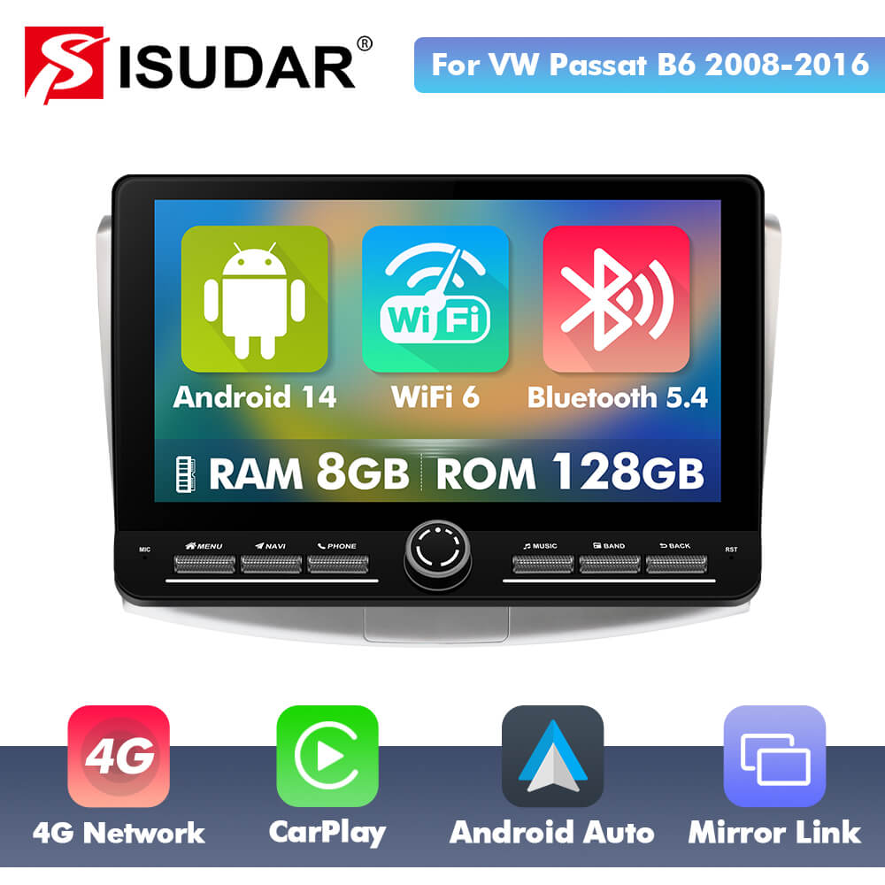 10inch Android 14 Button Car Radio For VW/Volkswagen/Passat B6 B7