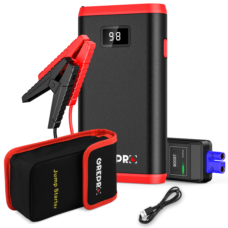 GREPRO Jump Starter Power Pack (up to 6.5L Gas, 4.0L Diesel), 2000A Car ...