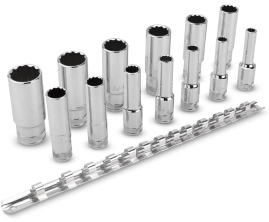 13pce 3/8" Drive 12 Point 1/4"-3/4" AF Imperial Deep Socket Set,Socket ...