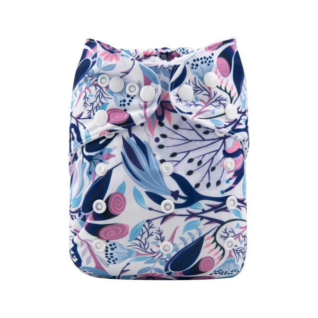 ALVABABY One Size Print Pocket Cloth Diaper -Bloom(H198A)
