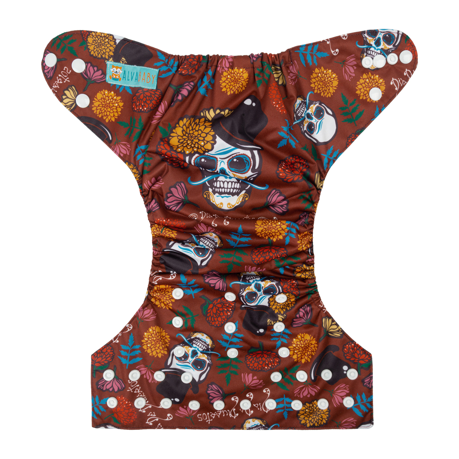ALVABABY One Size Positioning Printed Cloth Diaper -Skull and flowers ...