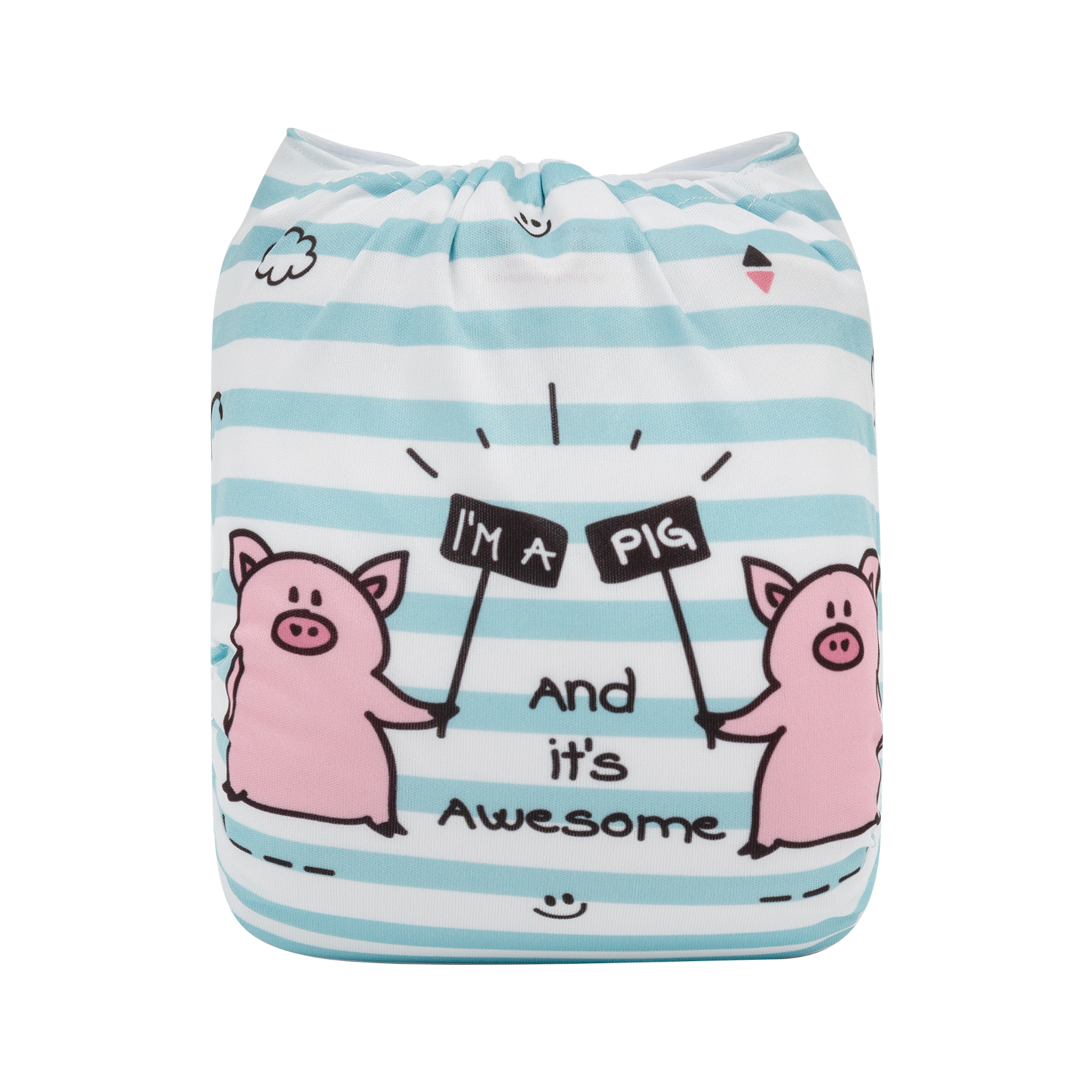 ALVABABY One Size Positioning Printed Cloth Diaper -Pig (YDP41A)