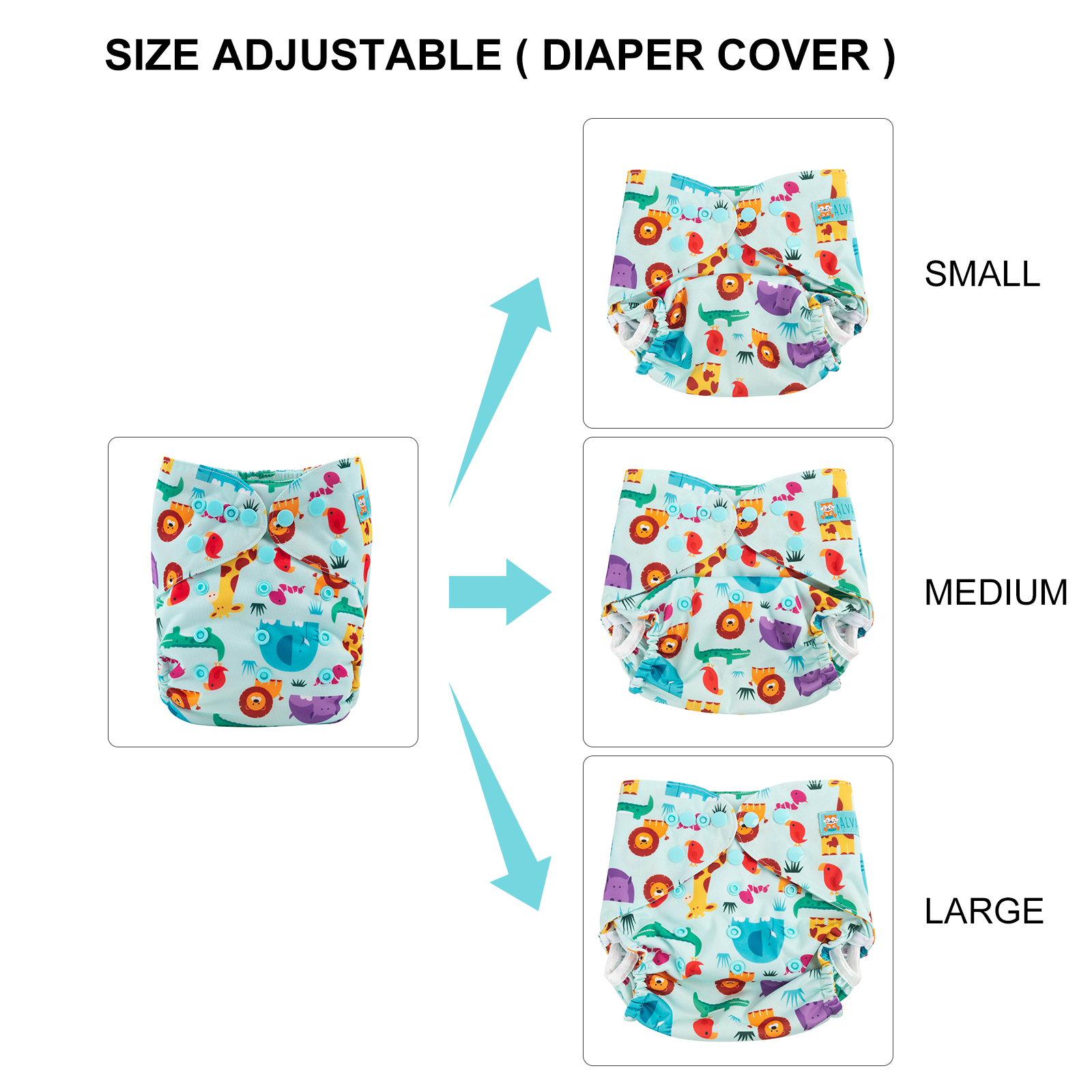 ALVABABY Reusable Diaper Covers with Snap Closure Cloth Diaper Shell ...